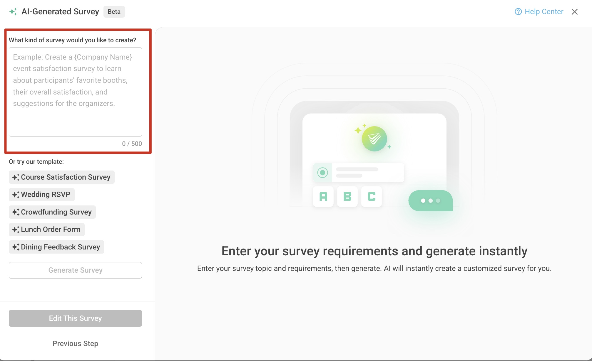 AI Survey Generator｜SurveyCake Help Center