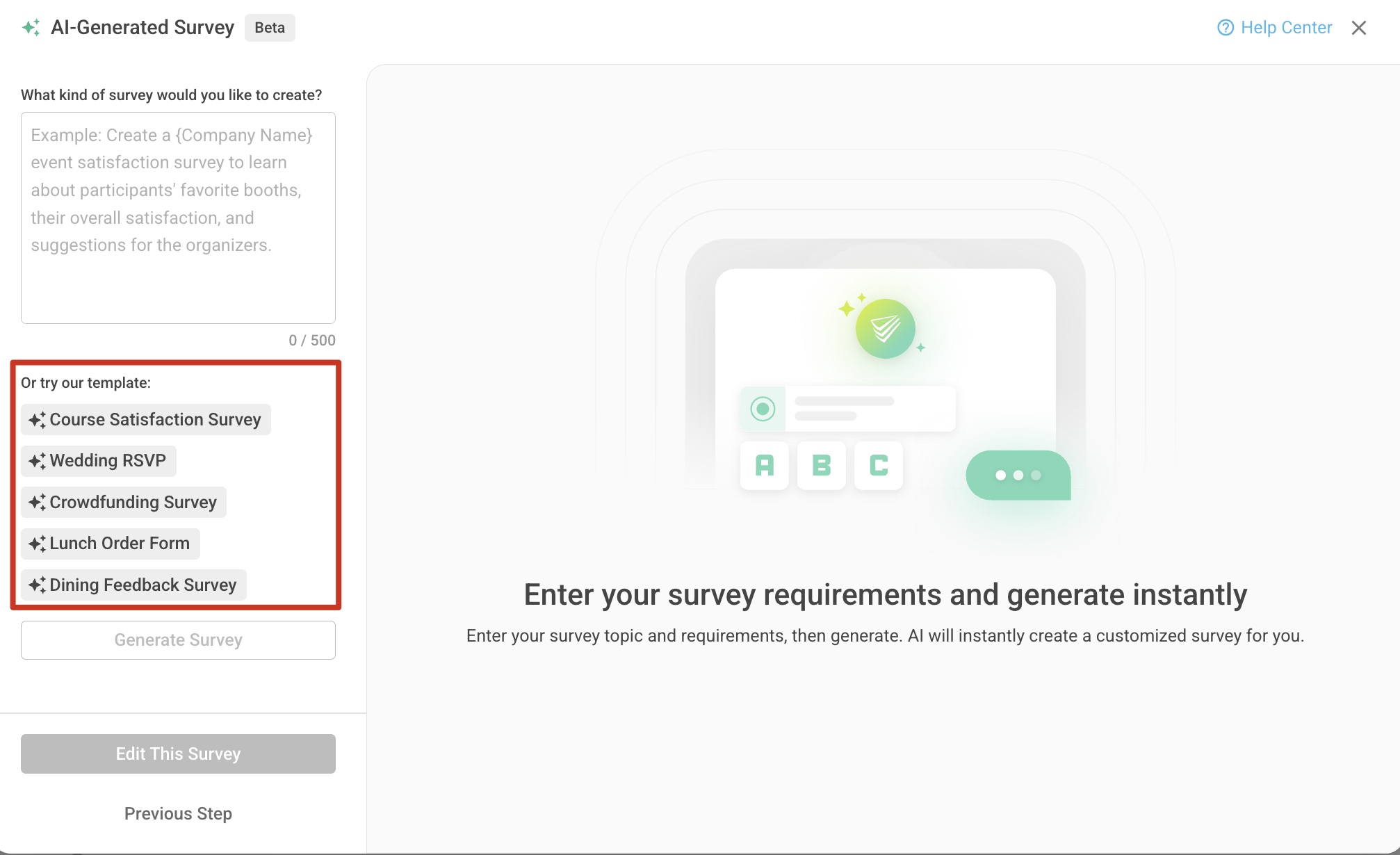 AI Survey Generator｜SurveyCake Help Center
