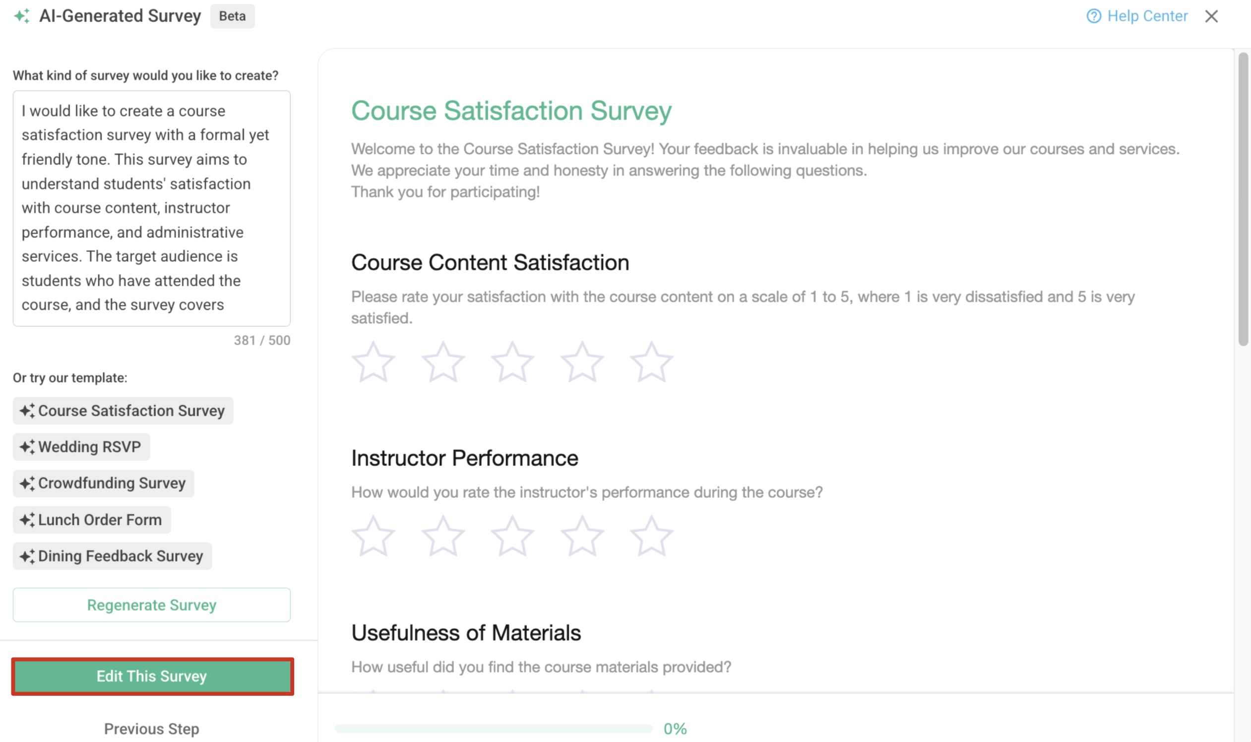 AI Survey Generator｜SurveyCake Help Center