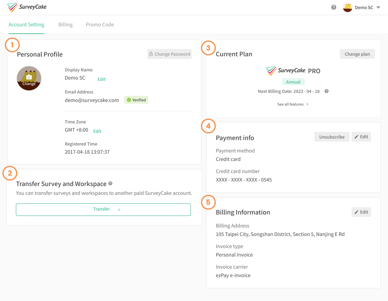 Account Setting｜SurveyCake Help Center