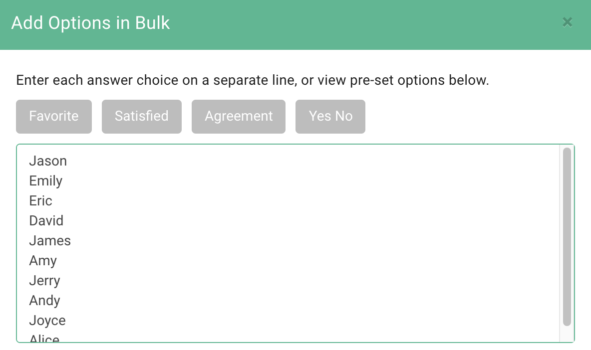 Add Questions and Options in Bulk｜SurveyCake Help Center