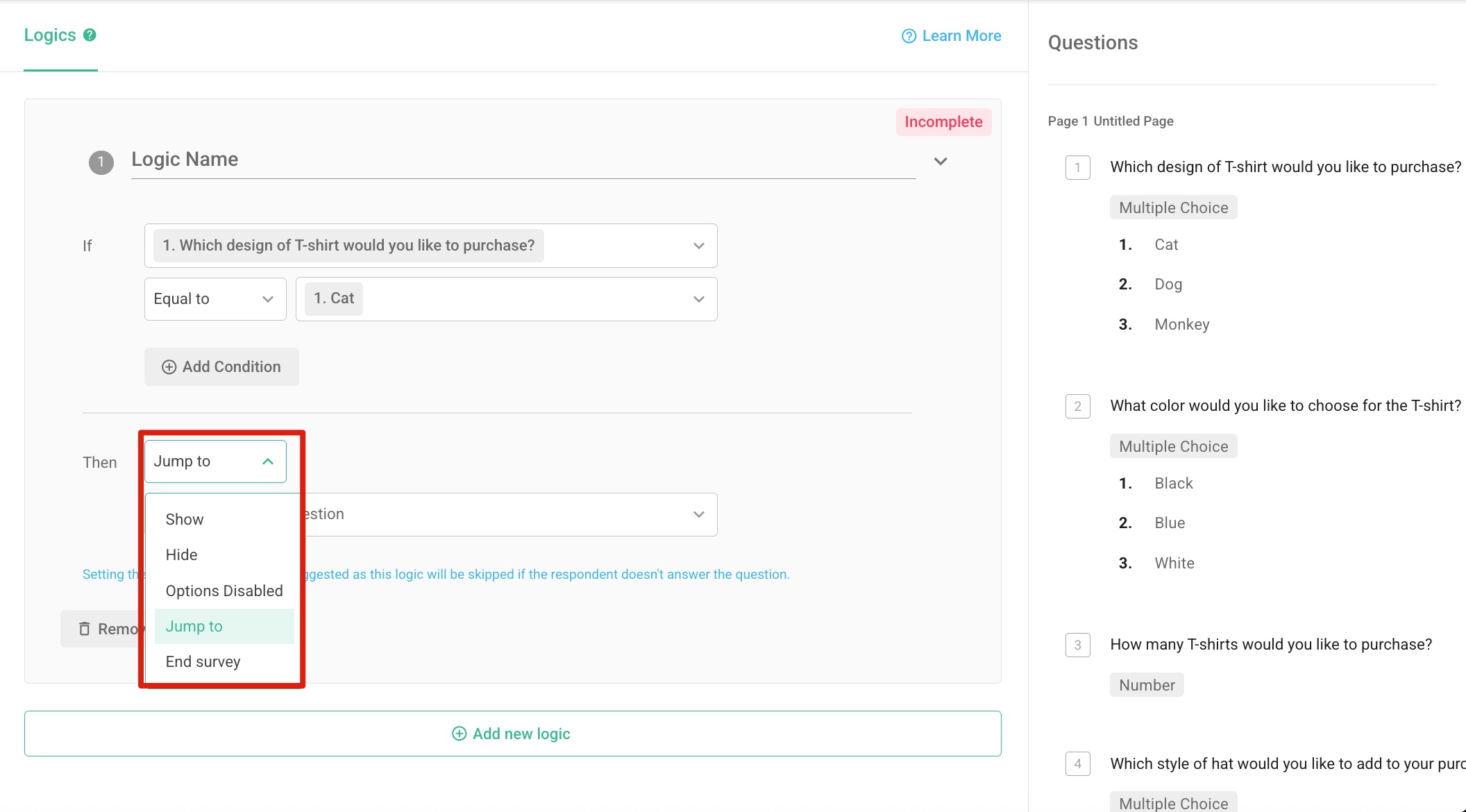 Advanced Logic｜SurveyCake Help Center