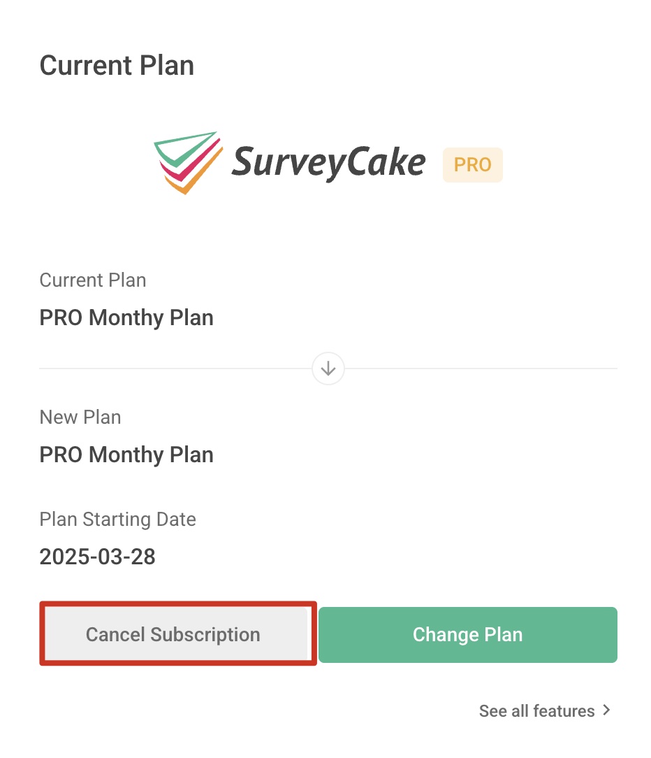Cancel Subscription｜SurveyCake Help Center