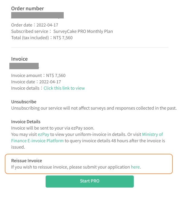 Change invoices, payment details｜SurveyCake Help Center