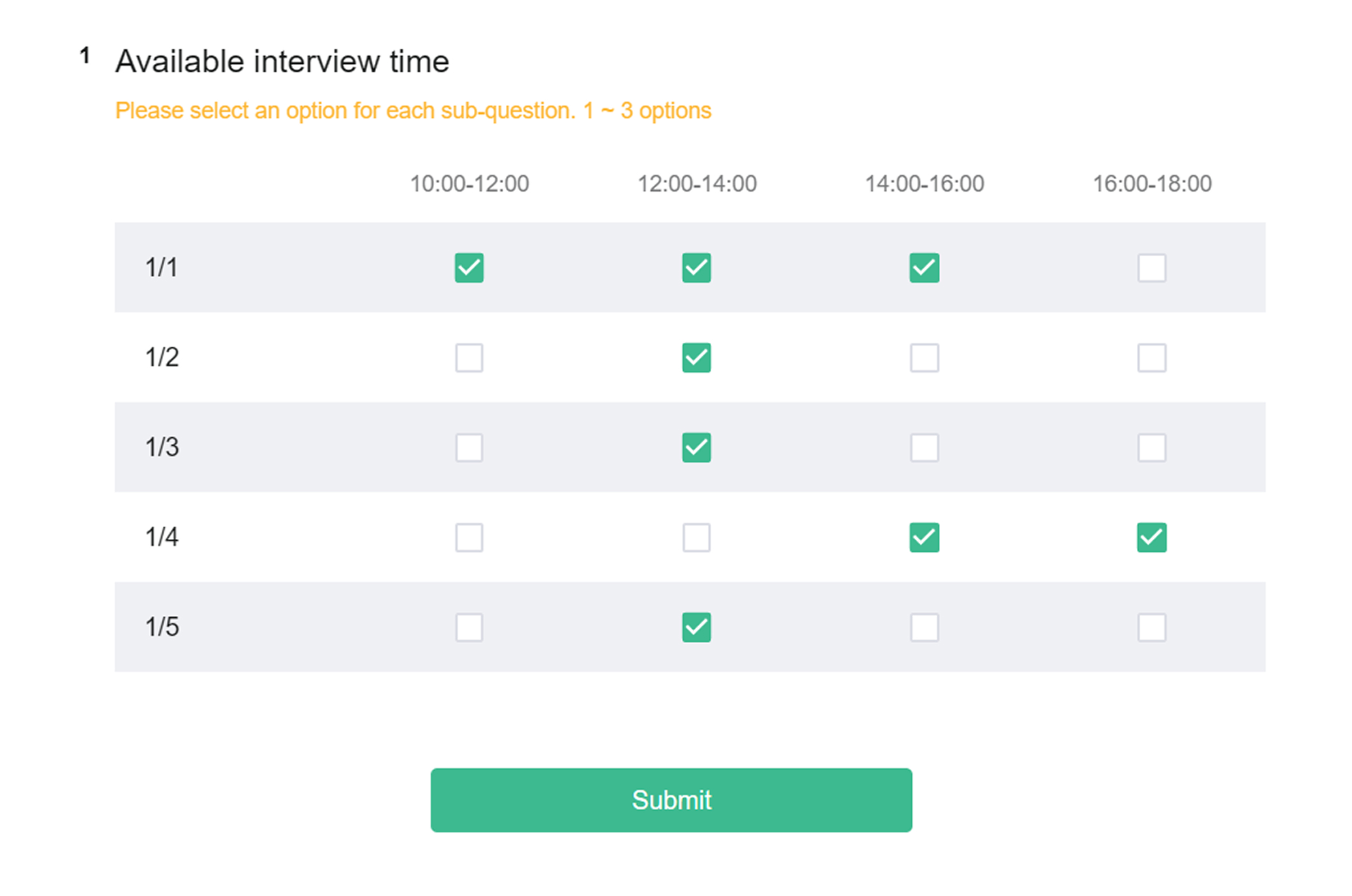 Checkbox Matrix｜SurveyCake Help Center