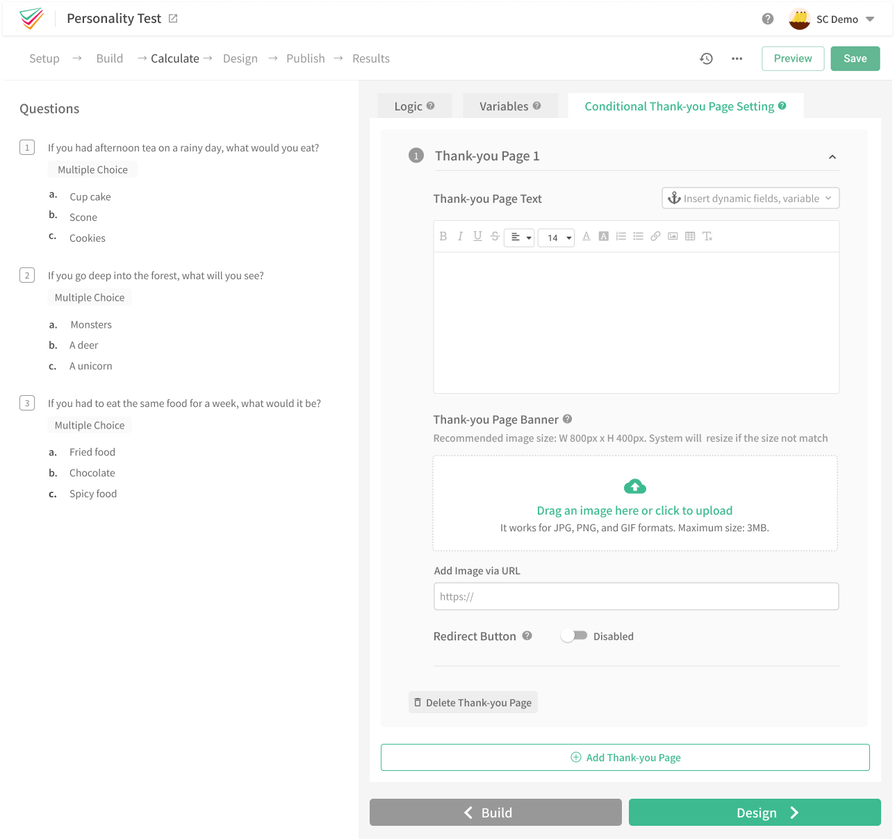 Conditional Thank-you Page｜SurveyCake Help Center