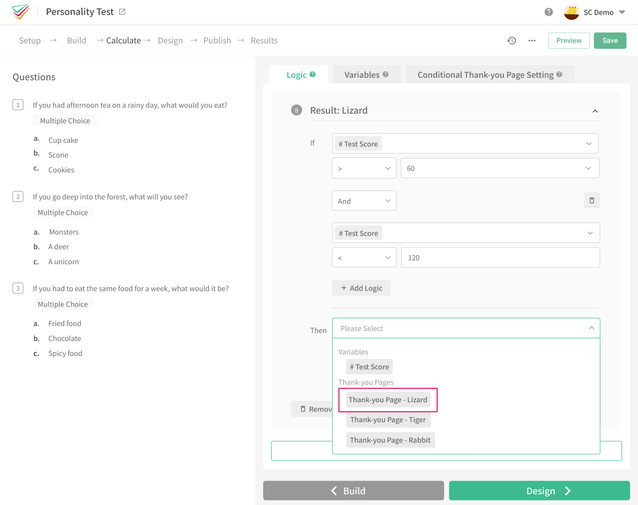 Conditional Thank-you Page｜SurveyCake Help Center