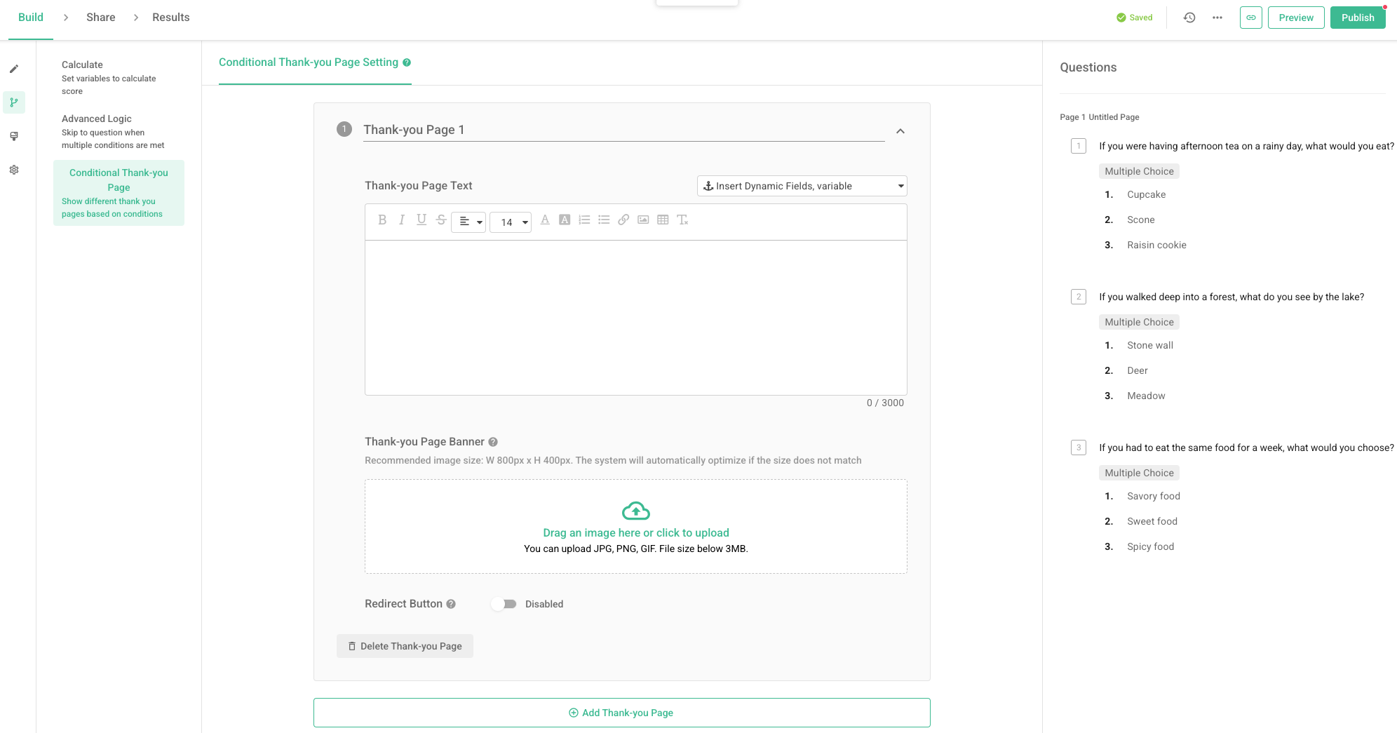Conditional Thank-you Page｜SurveyCake Help Center