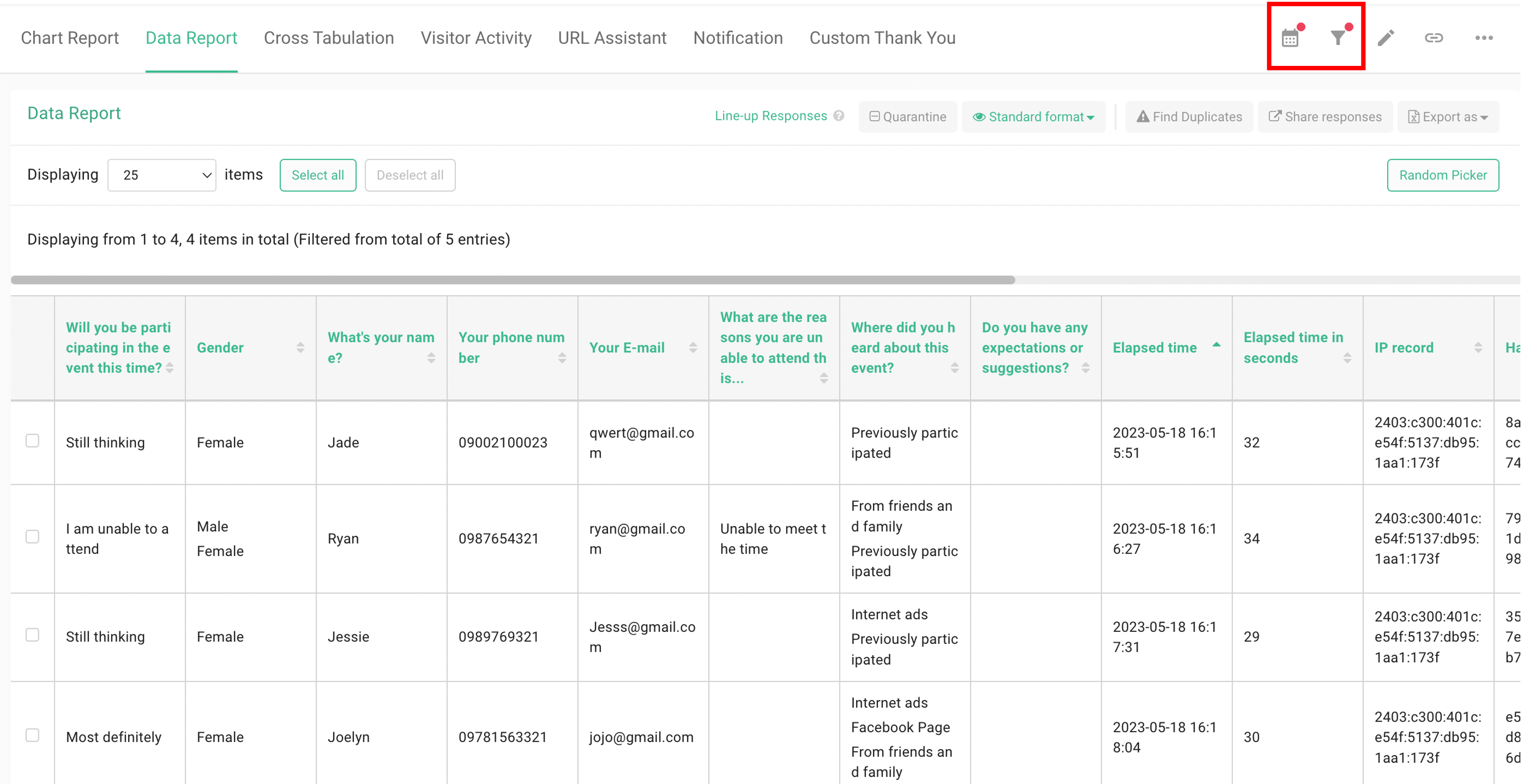 Date Filter｜SurveyCake Help Center