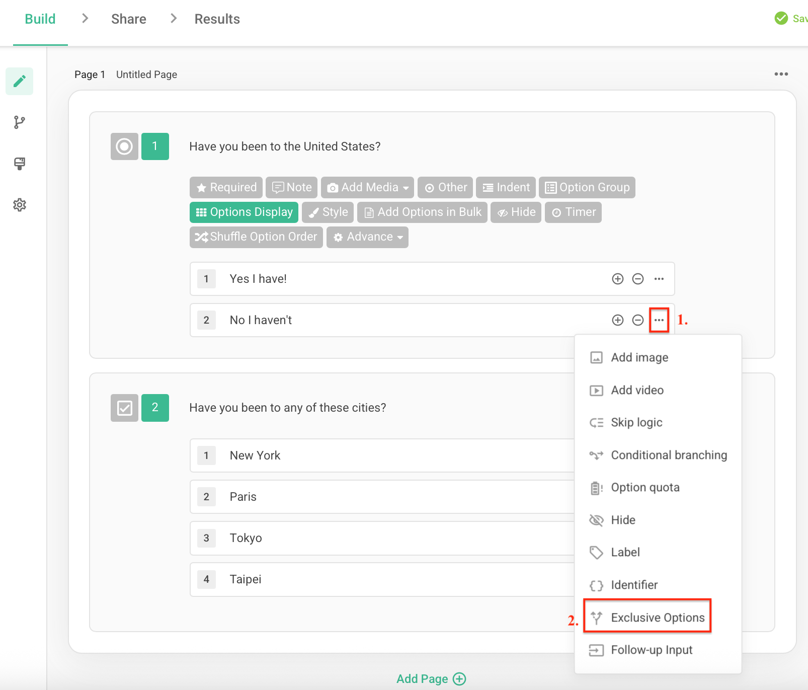 Exclusive Options｜SurveyCake Help Center