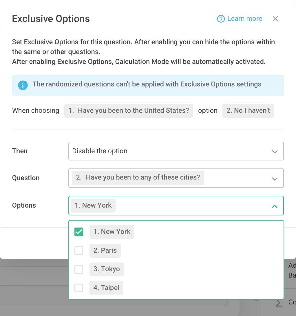 Exclusive Options｜SurveyCake Help Center