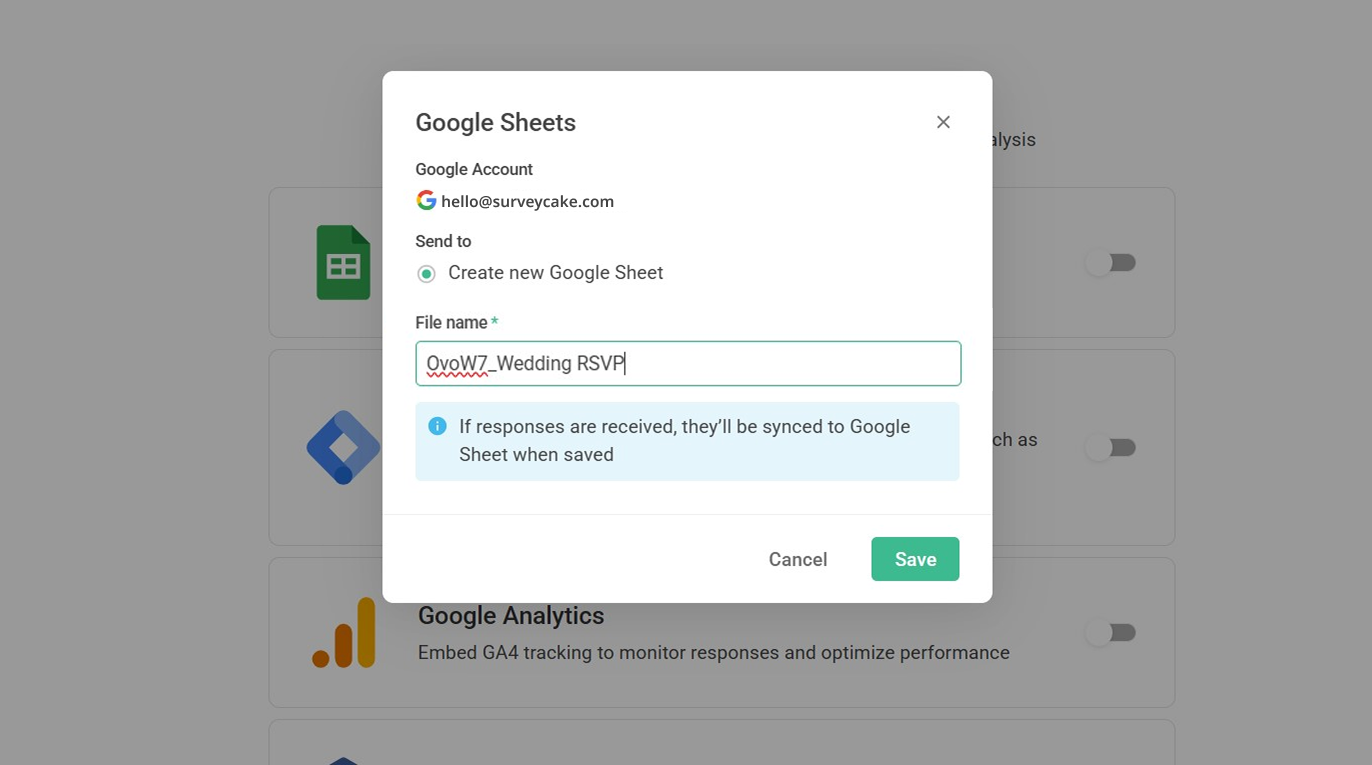 Google Sheets Integration｜SurveyCake Help Center