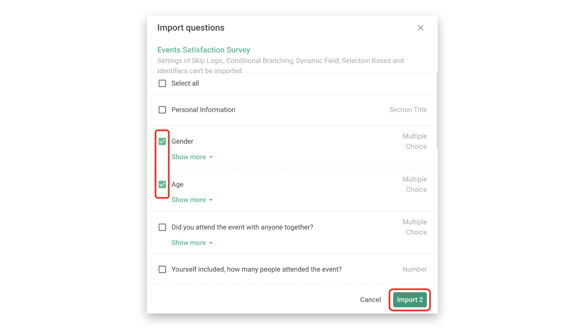 Import Questions｜SurveyCake Help Center