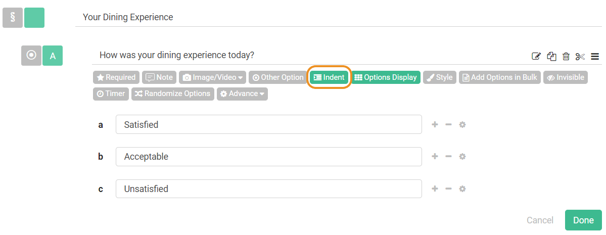 Indent ｜SurveyCake Help Center