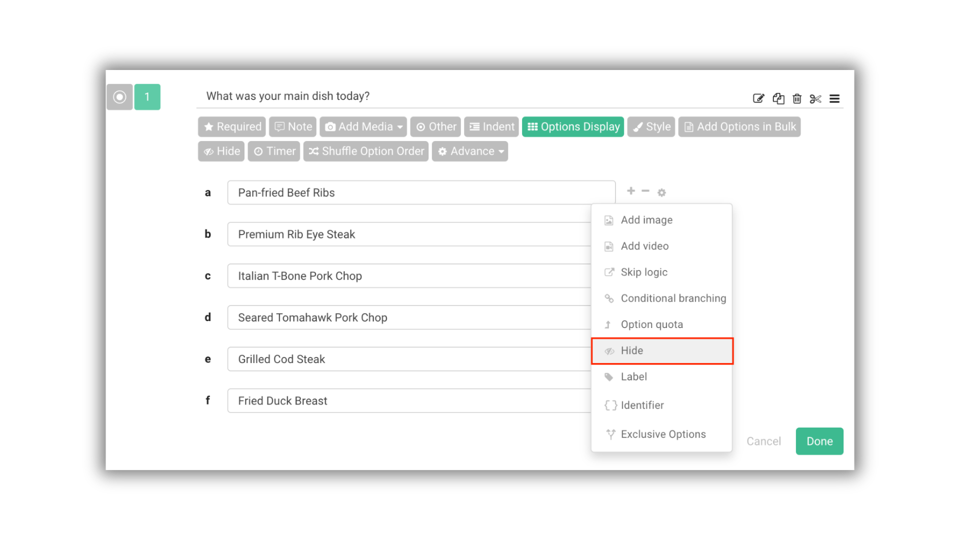 Hide Option｜SurveyCake Help Center