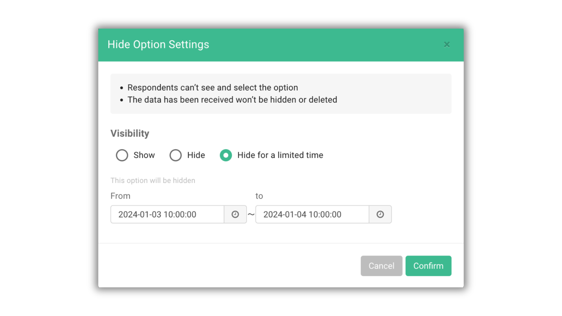 Hide Option｜SurveyCake Help Center