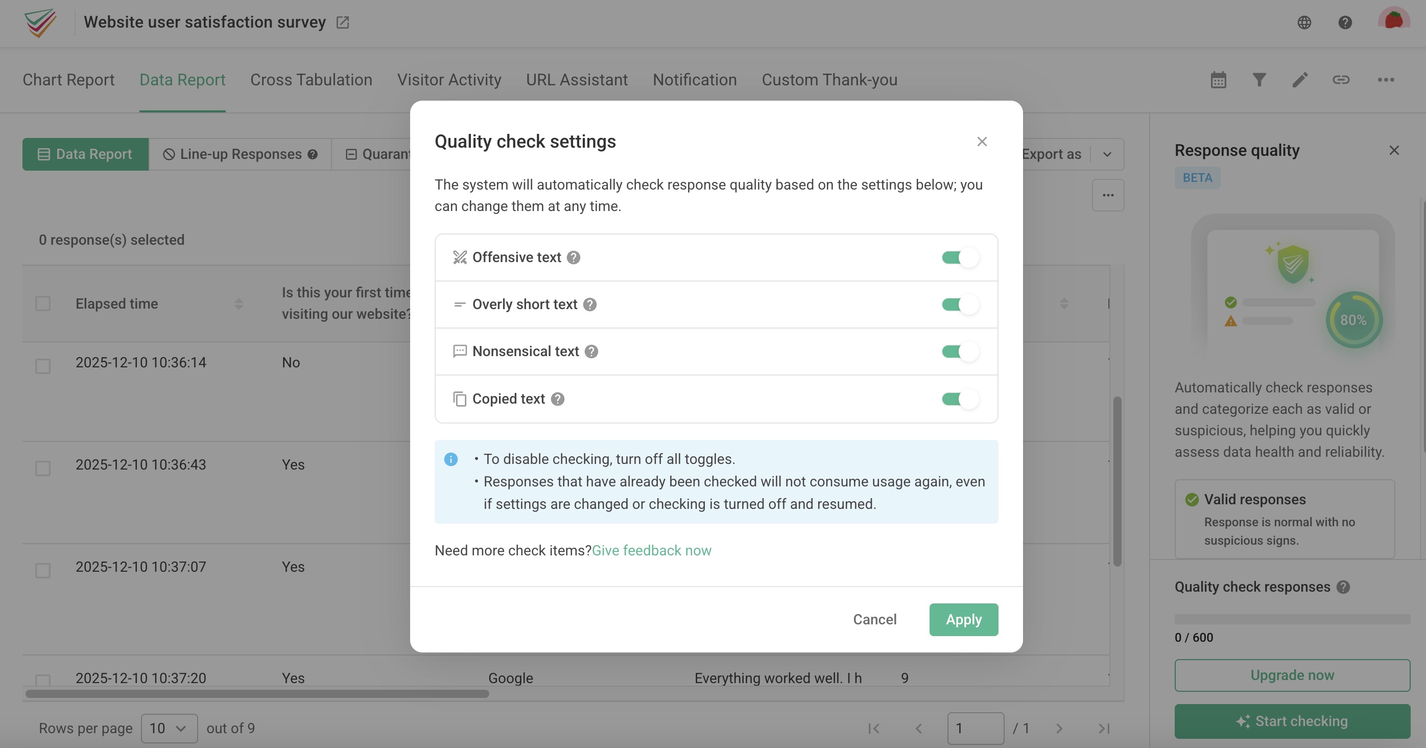 Response Quality Check｜SurveyCake Help Center