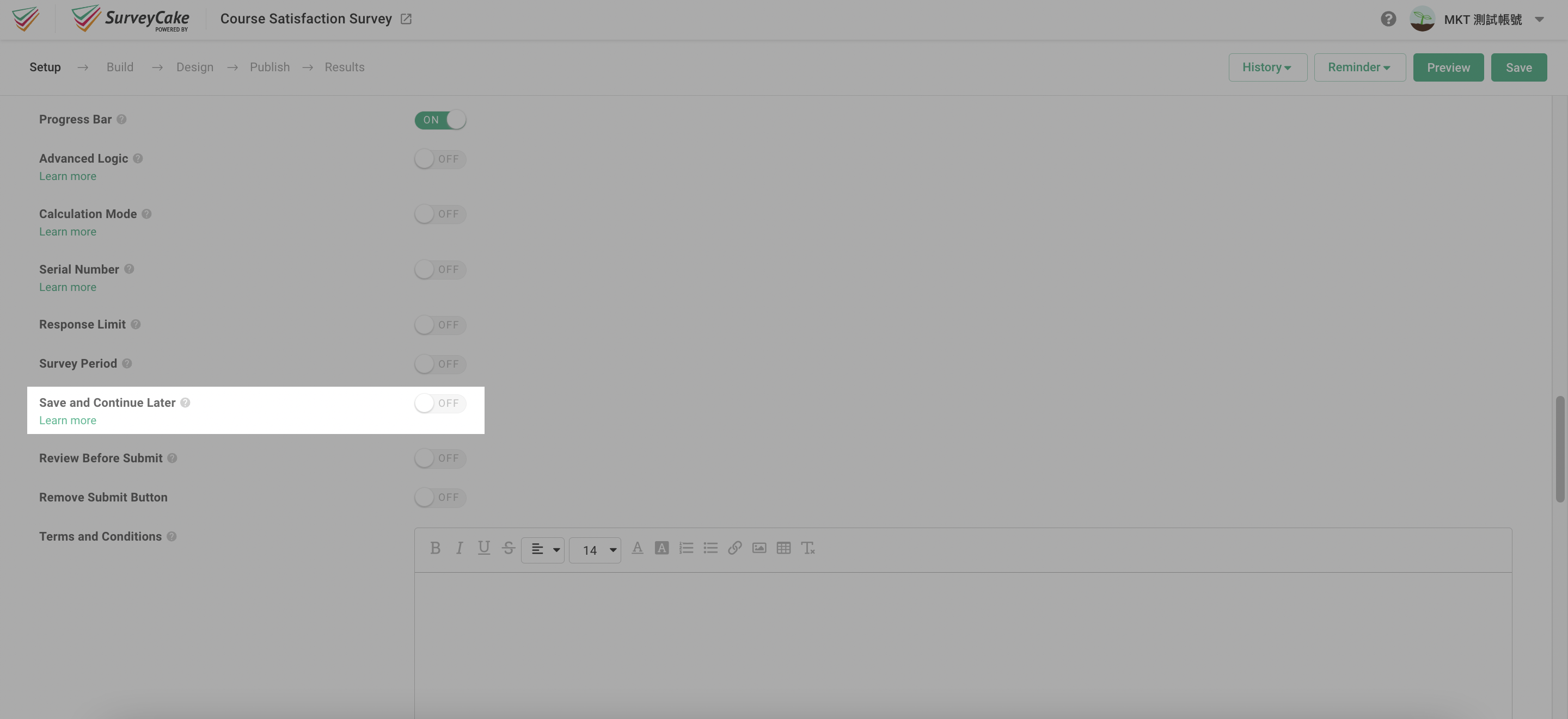 Save and Continue Later｜SurveyCake Help Center