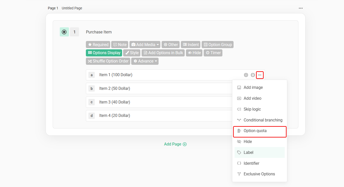 Option quota｜SurveyCake Help Center