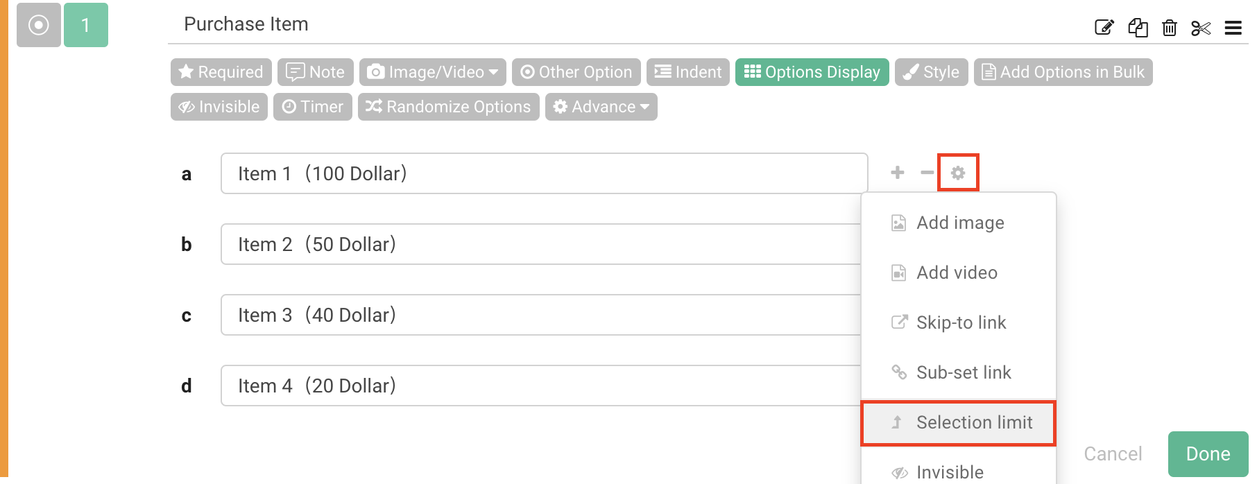 Selection Limit｜SurveyCake Help Center