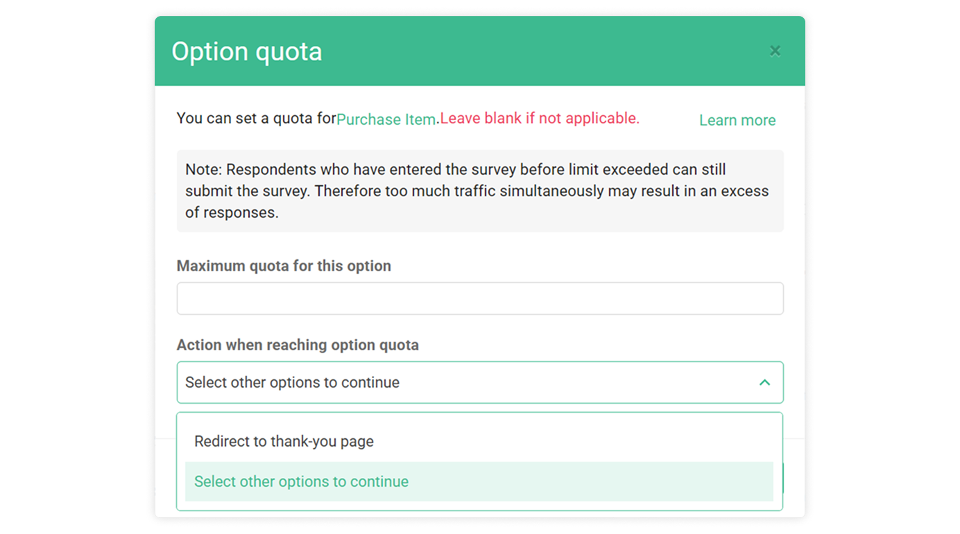 Option quota｜SurveyCake Help Center