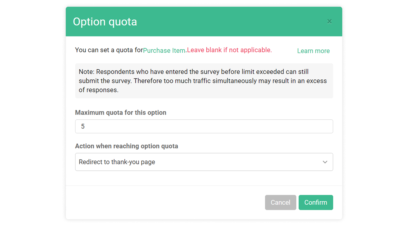 Option quota｜SurveyCake Help Center
