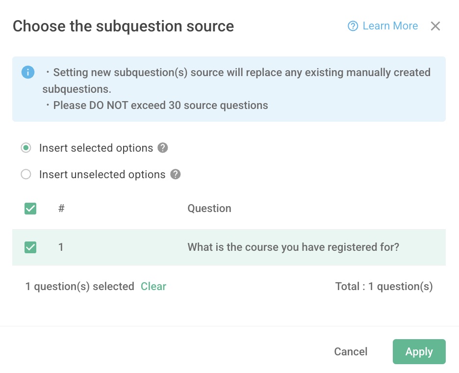 Single Choice Matrix｜SurveyCake Help Center