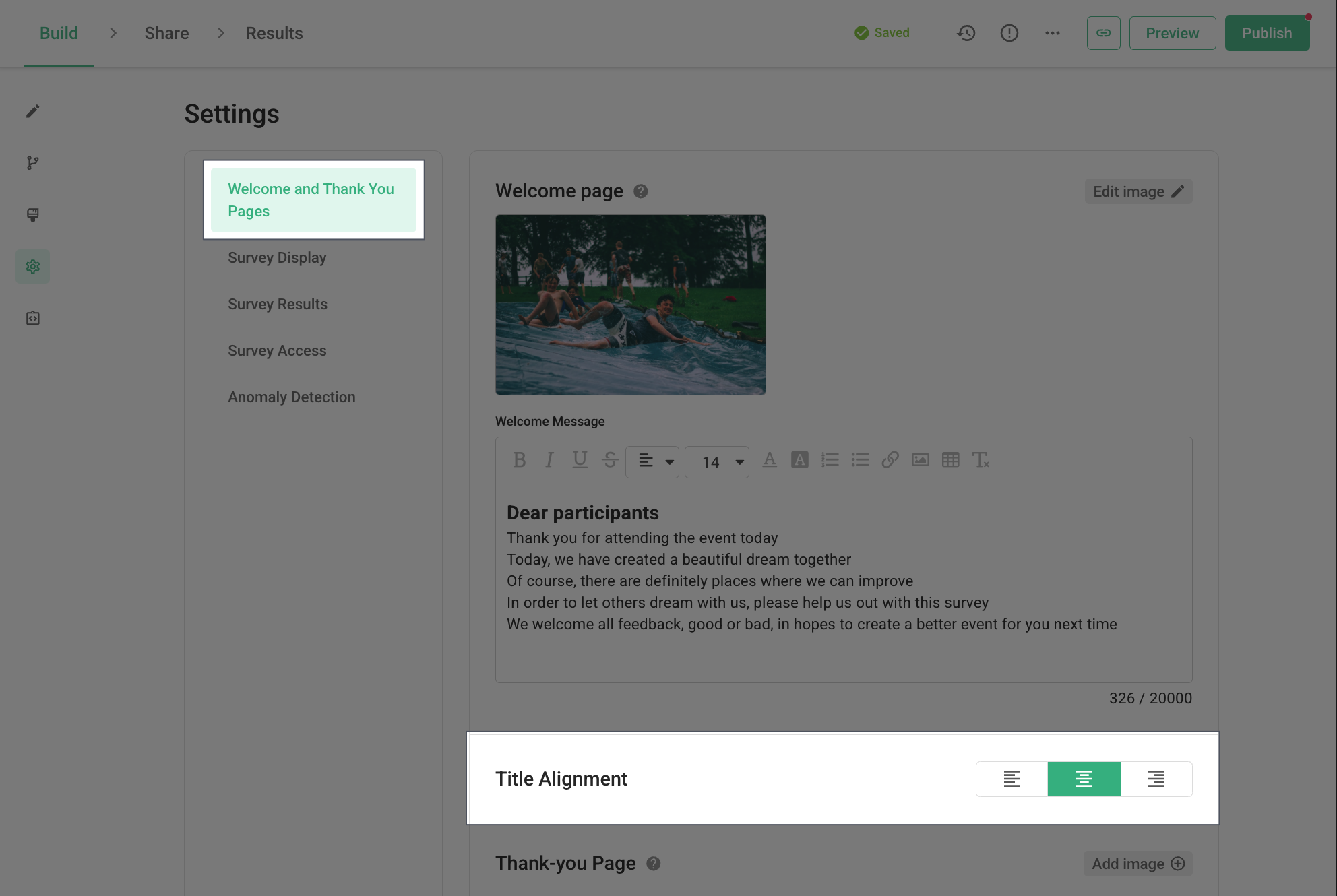 Title Alignment｜SurveyCake Help Center