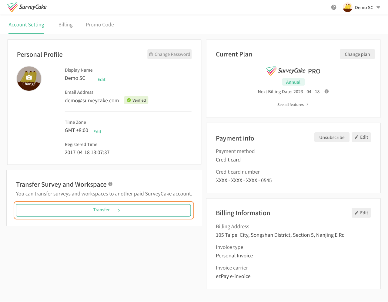 Transfer Survey and Workspace｜SurveyCake Help Center