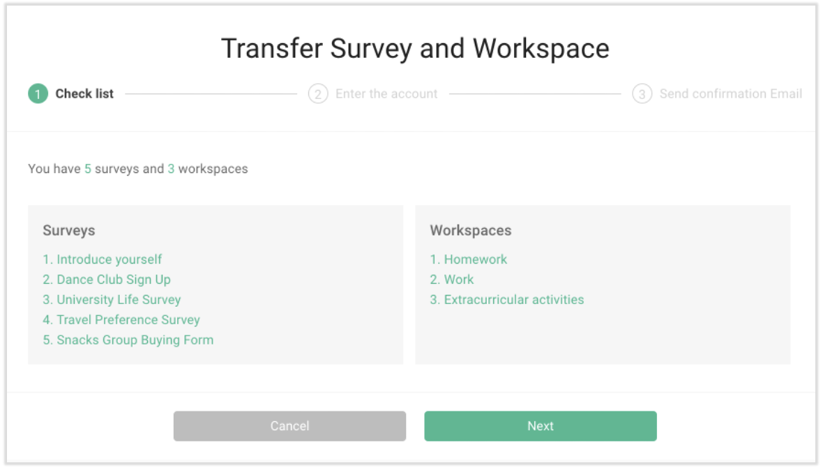Transfer Survey and Workspace｜SurveyCake Help Center